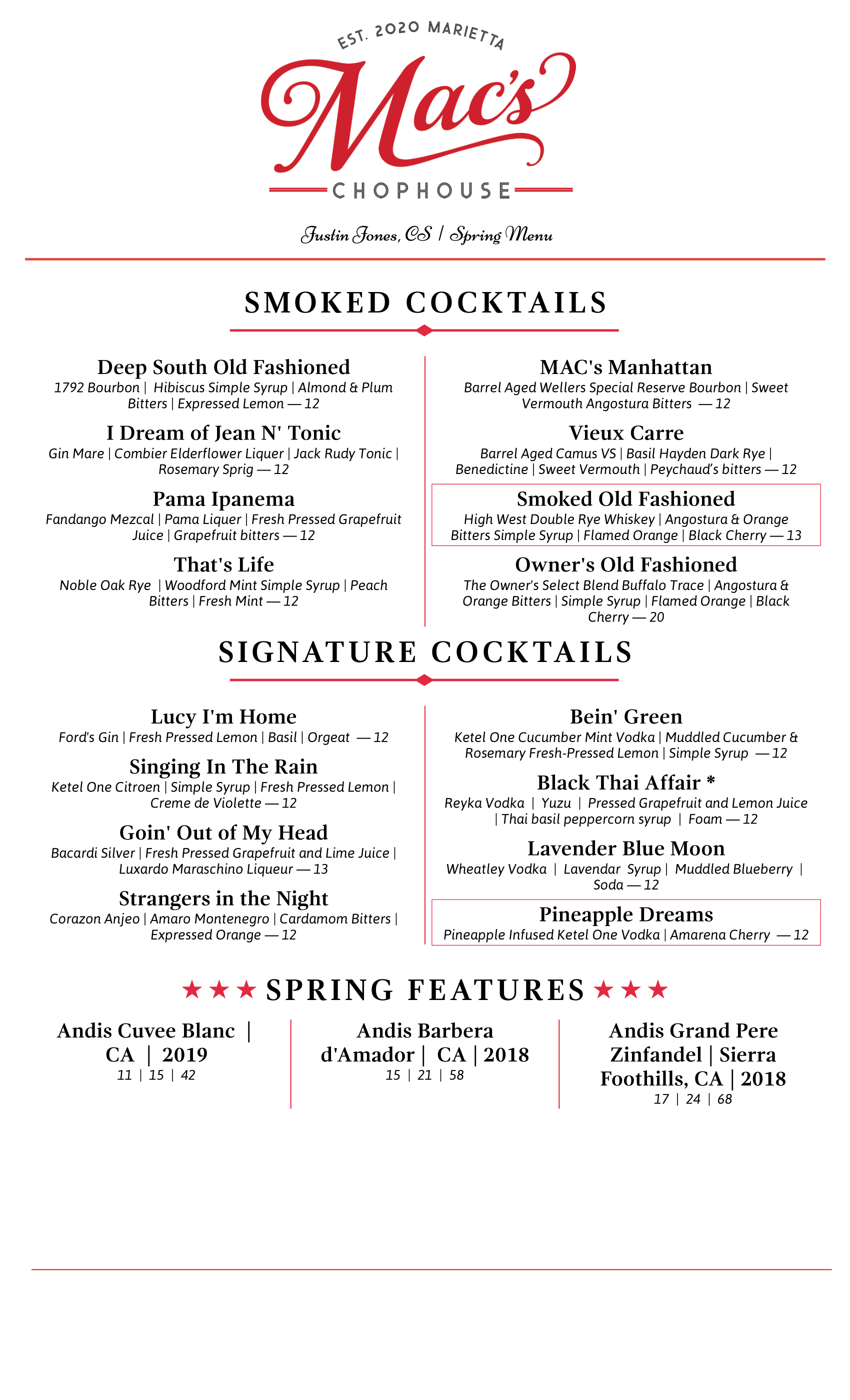 Marietta Cocktails on the Square | Mac's Chophouse